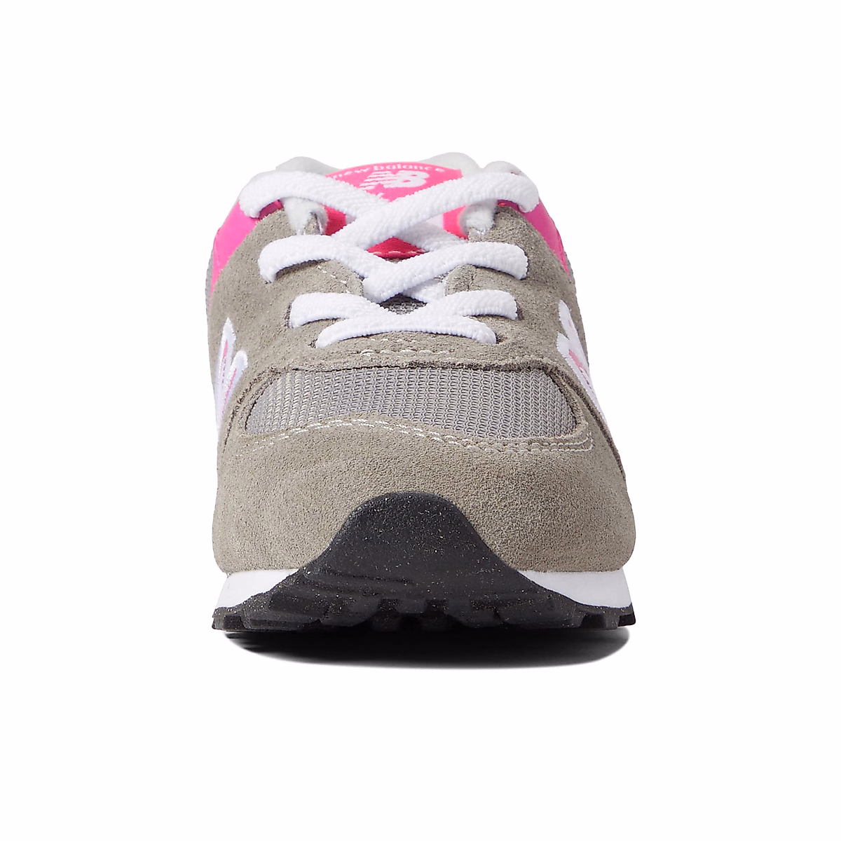 New Balance Baby Girls 574 Core Bungee Sneaker, Grey/Pink, 2 Infant