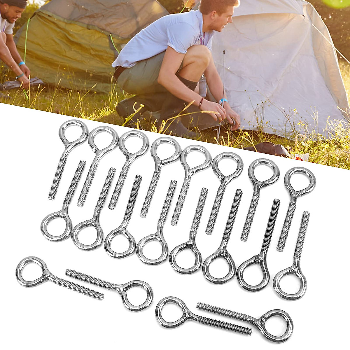 20pcs M4 Eye bolts Stainless Steel hoop Bolts Hine Welded Closed Screw Rod Eye Bolts Screw in for Fixed Tent Lifting and Securing Cables Wires , Eye Screws for Wood , Screw Eye Hooks longer Shank