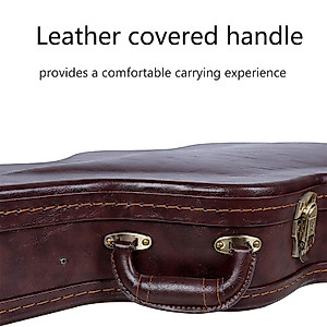 Crossrock Case - Hard-Shell Wooden Guitar Case - Fits 12-Strong Dreadnought Classical Nylon String Acoustic Guitars - Stainless Steel Latches, Sponge Lining, Metal Feet, Storage Space - Vintage Brown