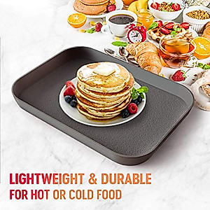 Mueller Reversible Serving Tray, European Made Platter, 2in1, Rectangular Non-Slip Tray, Shatter-Proof, Non-Toxic, for Coffee Table, Kitchen, Outdoors, Dishwasher Safe, Gray