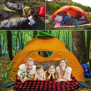 Cotton Flannel Double Sleeping Bag for Camping, Backpacking, Or Hiking. Queen Size 2 Person Waterproof Sleeping Bag for Adults Or Teens. Truck, Tent, Or Sleeping Pad, Lightweight（Pillows NOT Include）