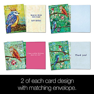 Tree-Free Greetings - Birthday Cards - Artful Designs - 8 Cards + Matching Envelopes - Made in USA - 100% Recycled Paper - 5"x7" - Lisa Morales Bird All Occasion,Thinking of You,Birthday (AGA1127)