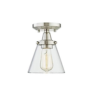 WISBEAM Semi Flush Mount Ceiling Light Fixture, E26 Medium Base, Metal Housing with Clear Glass, ETL Rated, Bulbs NOT Included, 2-Pack