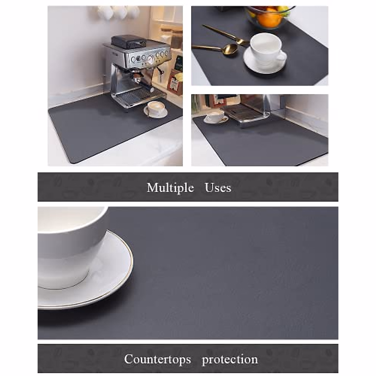 TCHDIO-Coffe Mat-Coffee Bar Accessories-No Water Marks Drying Mat-Rubber Backing Bar Mat Fit Under Coffee Maker Machine Coffee Pot-Perfect Coffee Station Organizer