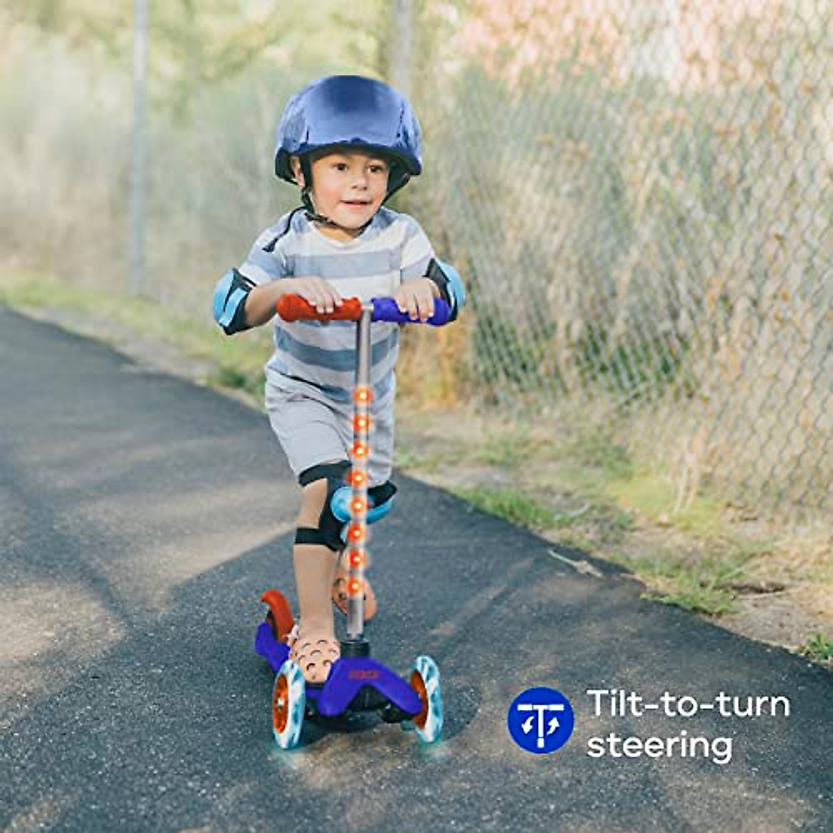 Ignight Blue/Orange 3 Wheel Scooter for Boys and Girls Ages 3+, Max Weight 75lbs, Foot-Activated Brake - Durable, Comfortable, & Easy to Ride