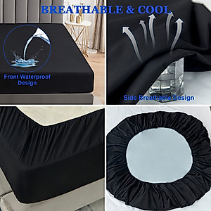 Sufdari King Size Mattress Protector,Waterproof Mattress Cover,18" Deep Pocket Mattress Protector,Dust Proof Bed Protector for Dogs/Cats/Pets/Kids-Black,King