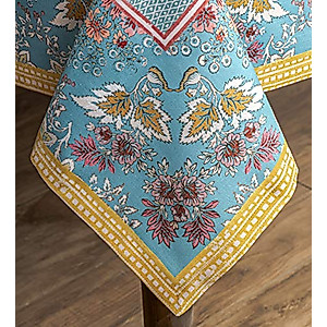 Maison d' Hermine Table Cloth 100% Cotton 60"x90" Decorative Tablecover Washable Rectangle Easter Tablecloths for Dining, Buffet Parties & Wedding Use, Marquise - Spring/Summer