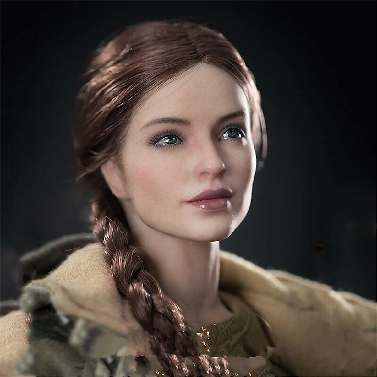 1/6 Scale Female Head Sculpt,Girl Soldier Braid Hair Head Carved for 12'' Phicen TBLeague VC Action Figure