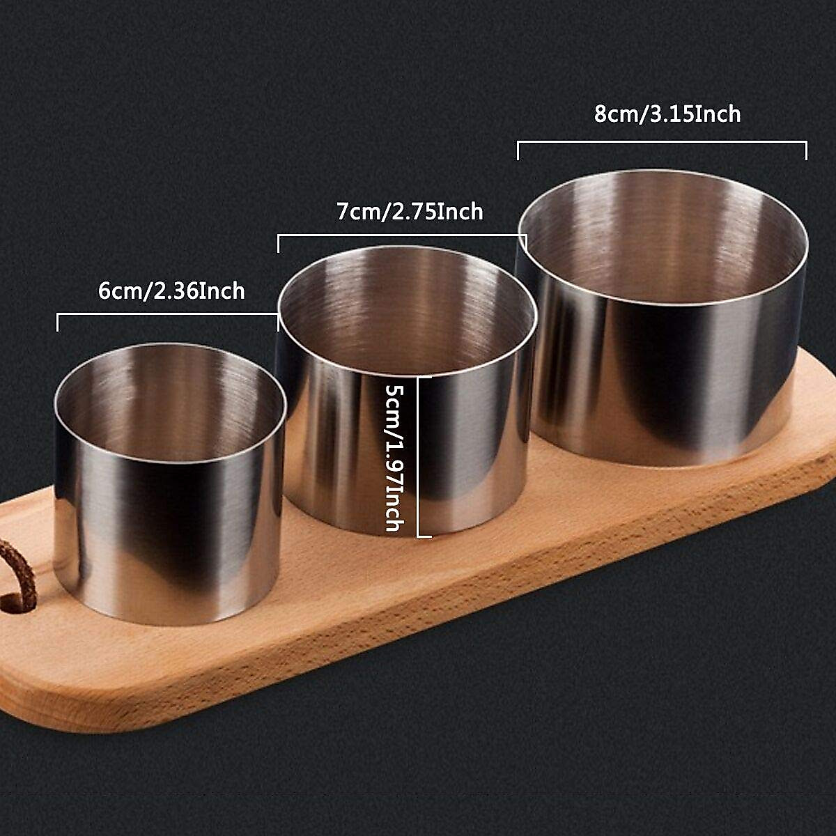 Kofebe Set of 3 - Round Stainless Steel Cake Rings, Mousse Cake Ring Mold with Press Set