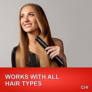 CHI Original Ceramic Hair Straightening Flat Iron | 1" Plates | Black | Professional Salon Model Hair Straightener | Includes Heat Protection Pad