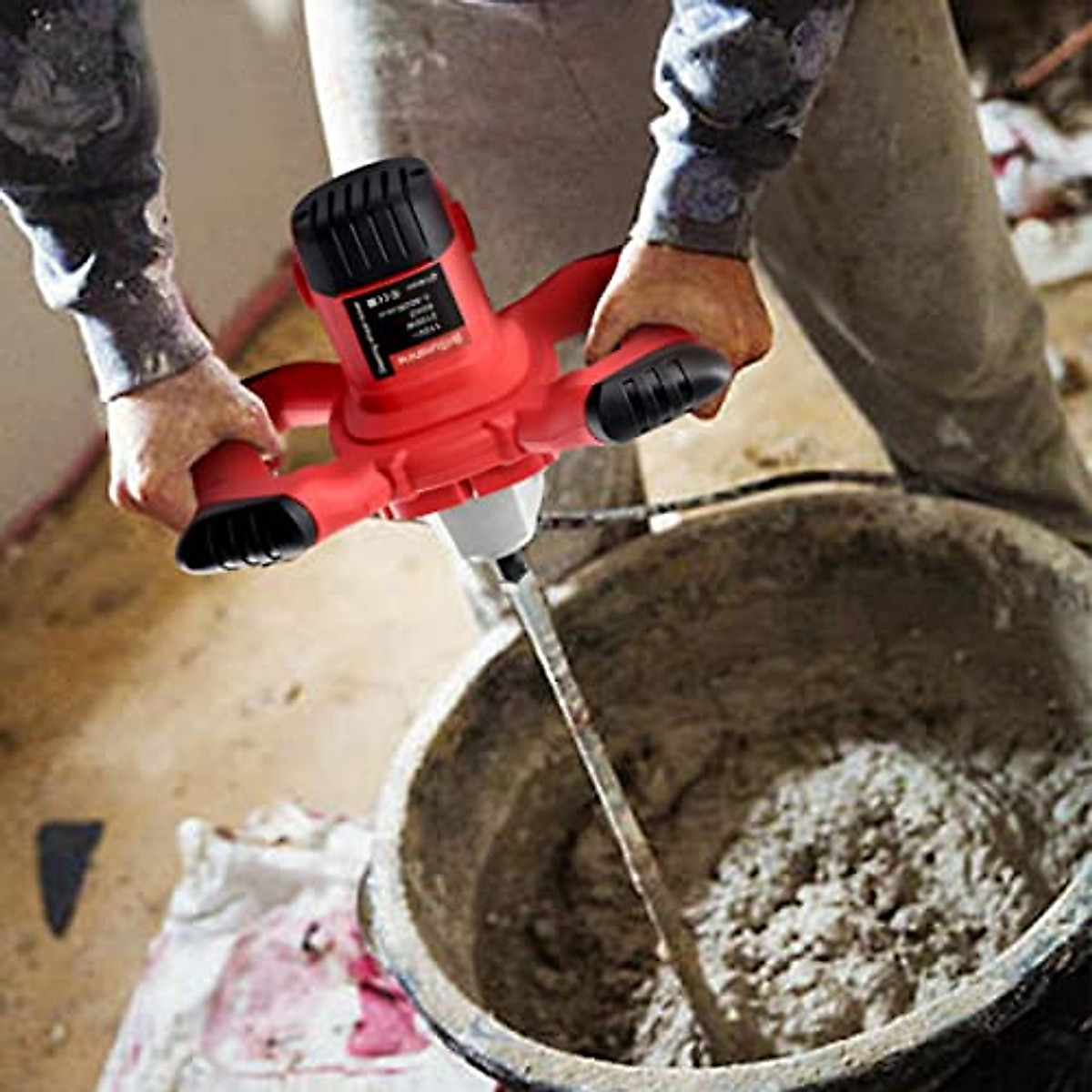 BriSunshine Electric Handheld Cement Mixer,2100W Concrete Paint Mixer Drill,Portable Mud Mixers for Mixing Mortar Plaster,6 Speed Adjustment 110V(UL Certified)