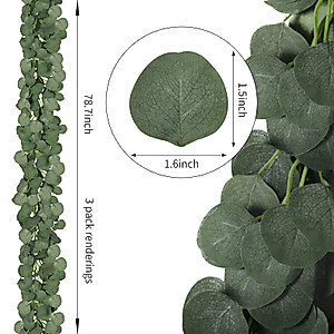 CQURE 12 Pack 84Ft Eucalyptus Garland,Artificial Eucalyptus Leaves Table Greenery Garland Wreath Vines for Wedding Party Table Fireplace Bedroom Wall Room Decor