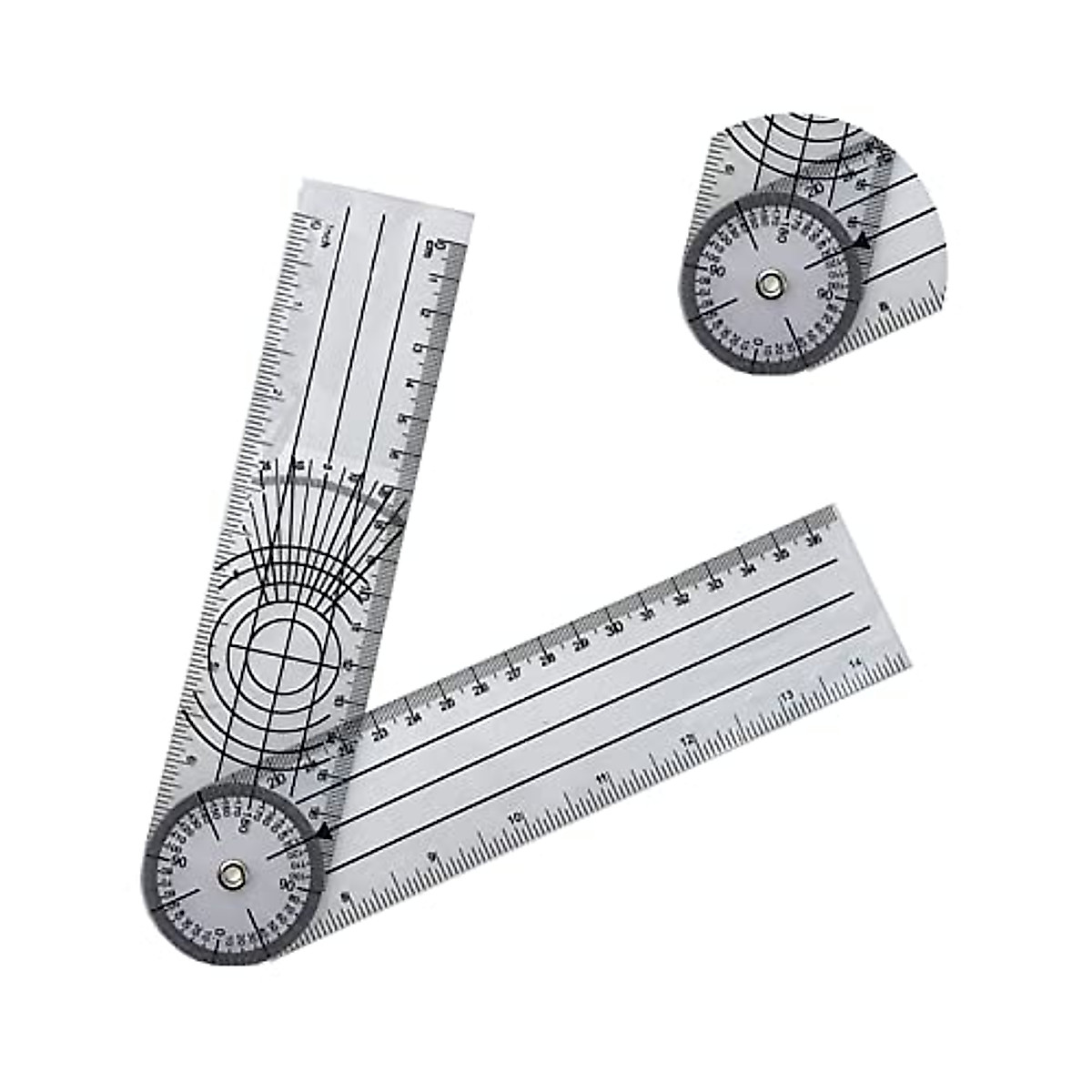Tyenaza Angle Ruler Clear, Angle Ruler 360 Degrees Rotatable Flexible Frosted PVC Semi Transparent Clear Angle Finder for Student Office
