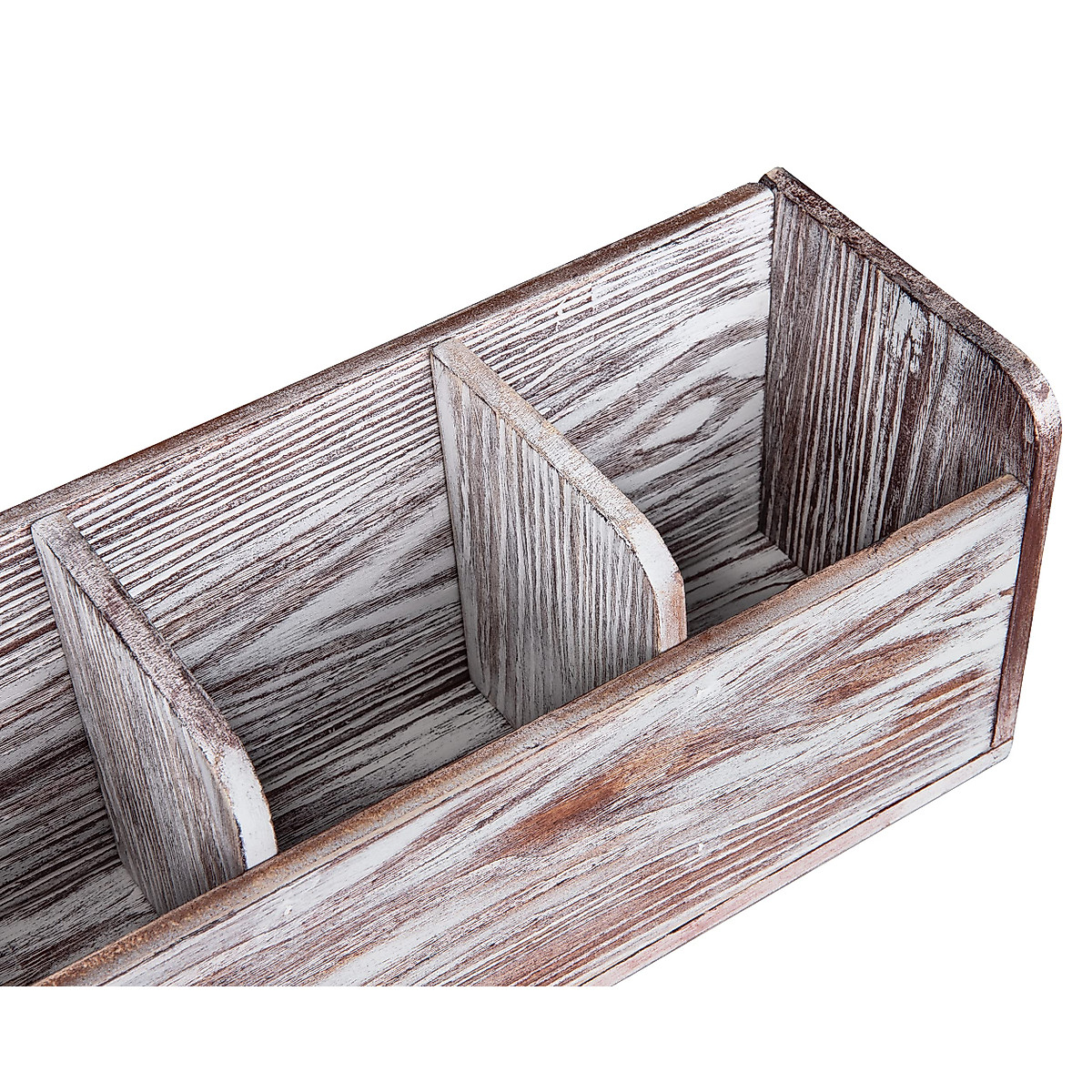 Mind Reader Vertical Flatware Holder, Painted Wood, Brown Utensil Organizer, One Size