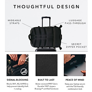 Here & Now Supply Travel Laptop Backpack for Men & Women | Casual Large Water Resistant Anti-Theft Hiking Backpack suited for Outdoors and Indoor use with Duffle Bag Strap | Black (Onyx)