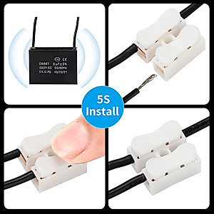 2Pcs 5UF 450V AC CBB61 Ceiling Fan Capacitor 2 Wire 50/60Hz