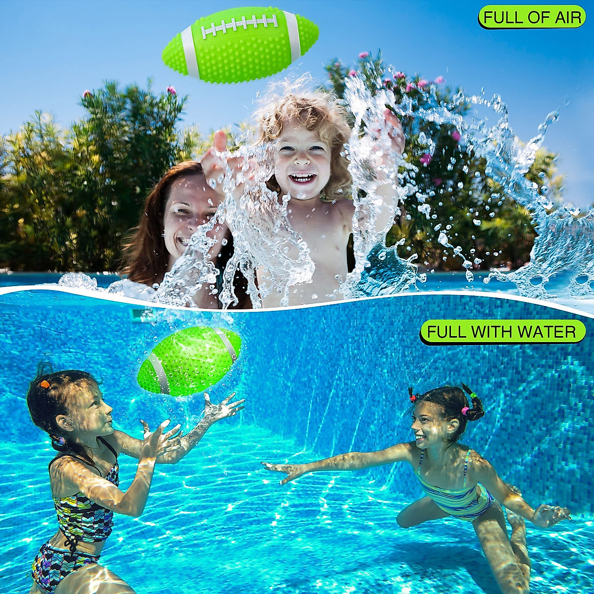 Hiboom Glow in The Dark Football, 9.25 Inches Light up Waterproof Football, Swimming Pool Diving Toys for Under Water Game, Outdoor Footballs for Beach Games and Water Sports Pool Part (Green)