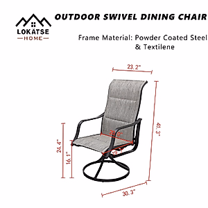 LOKATSE HOME 2 PCS Outdoor Patio Swivel Dining Set with Textilene High Back for Backyard Deck Lawn and Garden, Grey