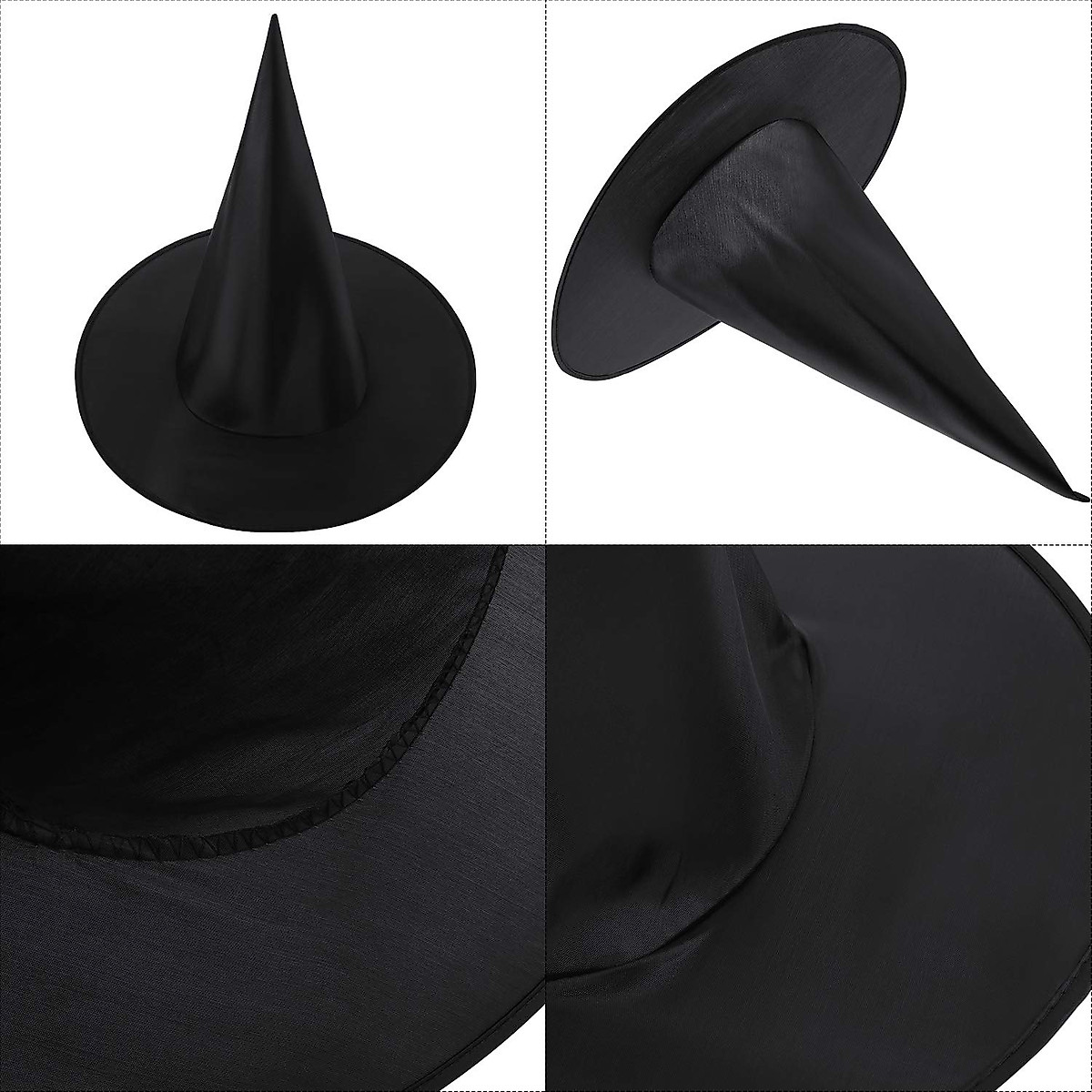 SATINIOR 2 Packs Halloween Witch Hats Witch Costume Accessory for Halloween Party, Black