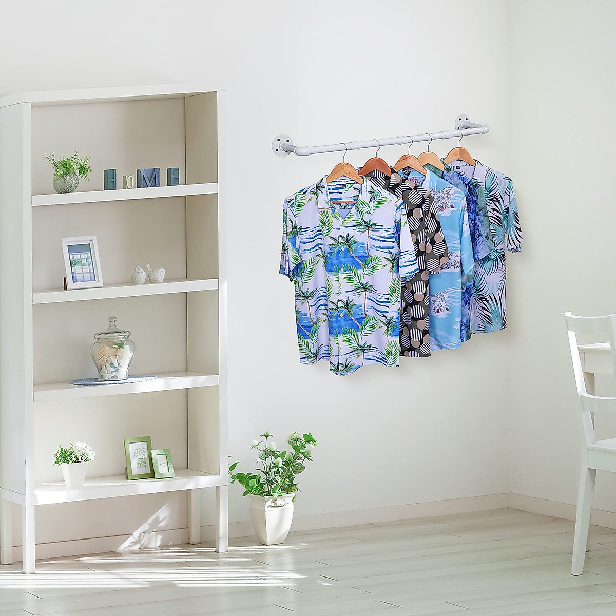 TALITARE White Industrial Pipe Clothing Rack, 30 Inch Pipe Clothes Rack, Wall Mounted Detachable Garment Bar, Heavy Duty Iron Hanging Rod for Closet Storage