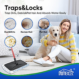 HOMEXCEL Reusable Microfiber Mop Pads Compatible with O-Cedar Hardwood Floor'N More Microfiber Mop-Mop Head Pads Refills for Wet and Dry Use-2 Pack