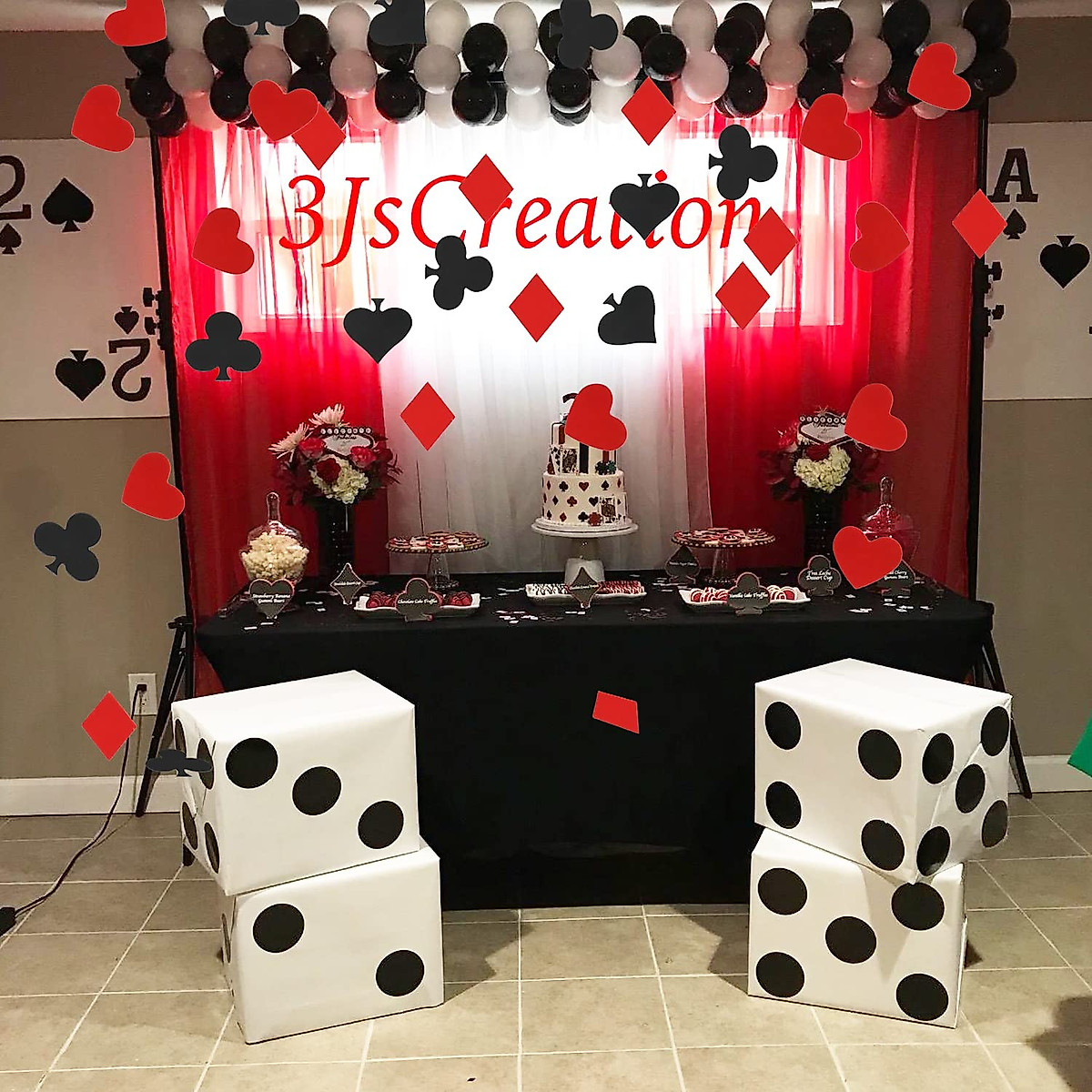 Honbay 60g Casino Party Table Scatter Confetti Viva Las Vegas Party Foil Metallic Confetti Sequins Game Night Birthday Baby Shower Wedding Bridal Shower Carnival Party Sprinkles Confetti Decorations