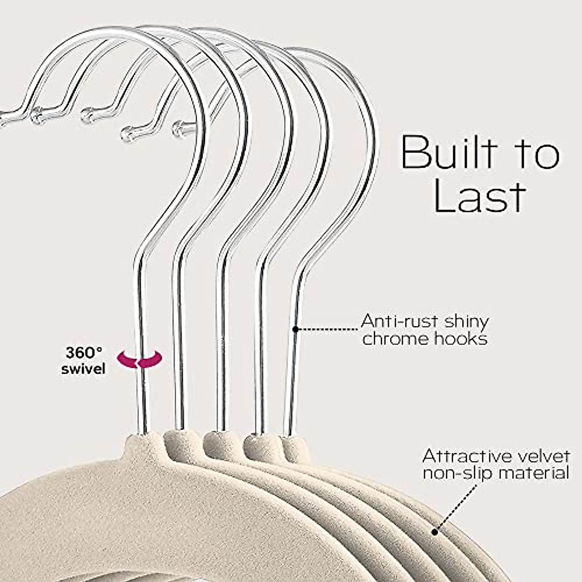 Sleek Pick Premium Children Hangers Velvet Ivory, 70 Pack,7.9 x 13.8” Non-Slip Felt Hangers, Heavy Duty Ultra Slim Kids PreTeen Hangers, Space-Saving Hangers 360 Hooks, Contoured Notched Shoulders