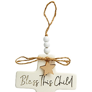 C.R. Gibson BCC-21544 Bless This Child Ceramic Baby Cross Religious Nursery Décor, 4.5" W x 6.5" H, Multicolor