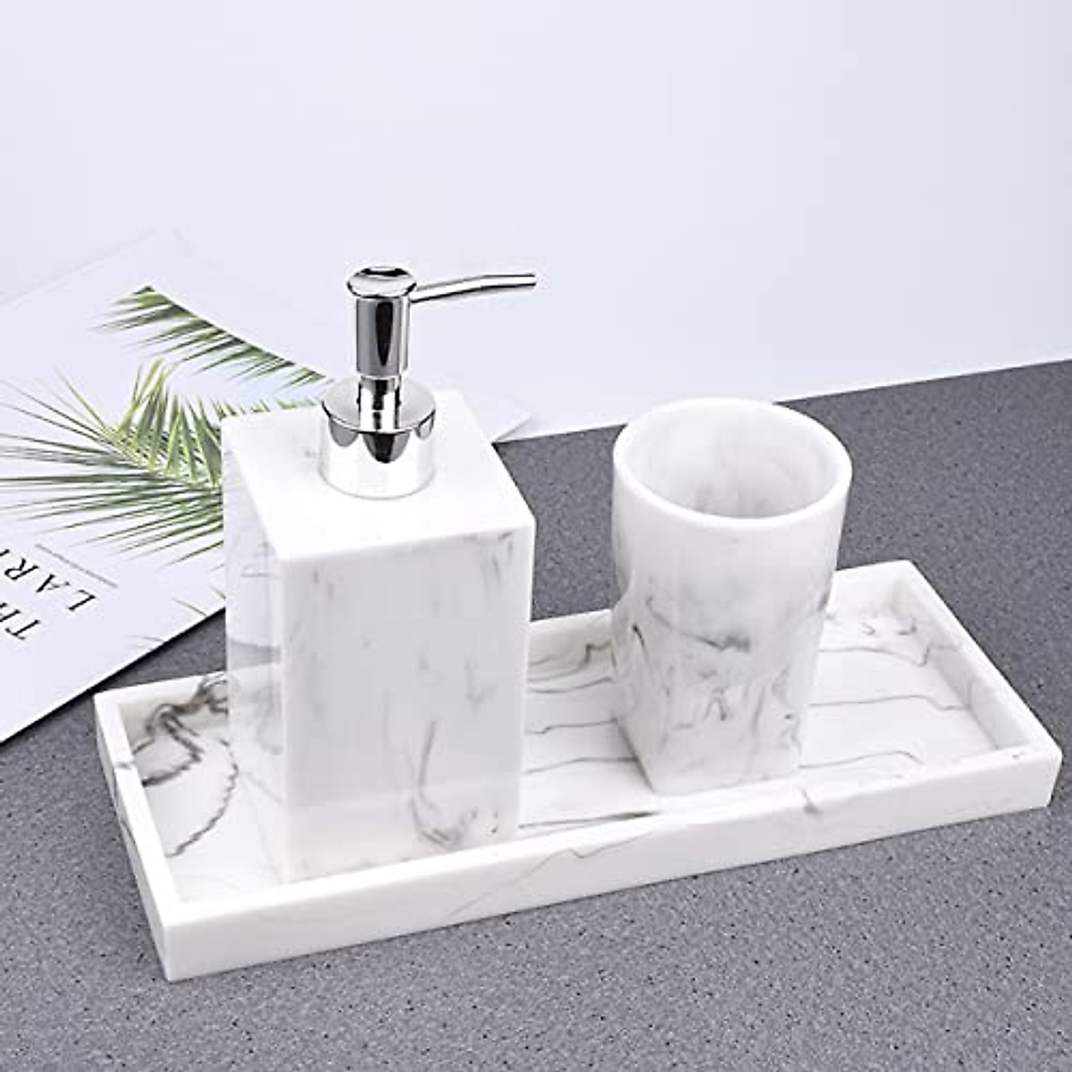 Cabilock 1 Set Bathroom Four Piece Set Dresser Tray White Ceramic Countertop Soap Dispenser Tray Soap Dispenser Organizer Sink Soap Dispenser Holder Soap Liquid Dispenser Nordic Toiletries