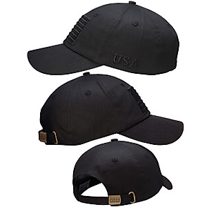 Antourage American Flag Unconstructed Hat for Men and Women Twill Mesh Snapback Baseball USA Flag Cap + 2 Patriotic Patches ((10.8) Black Classic)