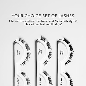 Pro Lash Starter Kit | Professionally Styled - Soft and Comfortable Lash Extension with 3 Set of Lashes, Tweezers, Pro Lock Adhesive, and Remover - Lasts up to 10 Days (Mega Volume)