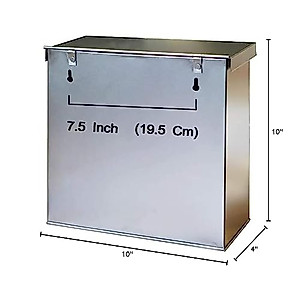 NACH Mailboxes for Outside Wall Mount, 10 x 10 x 4 inch Antique Silver Mail Boxes for House Outside, Waterproof Mailboxes for Outside - Chicago Style Mail Box