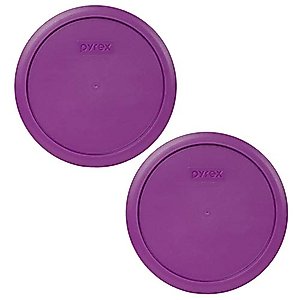 Pyrex 7402-PC Thistle Purple Round Plastic Food Storage Lid, Made in USA - 2 Pack