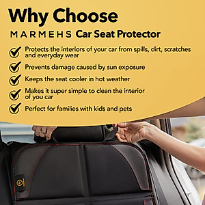 MARMEHS Car Seat Protectors, Car Seat Protector for Child Car Seat Indents, Dirt & Spills, Thick-Padded & Waterproof Seat Protectors for Vehicles, Universal Car Seat Protector with Pockets, 2 Pack