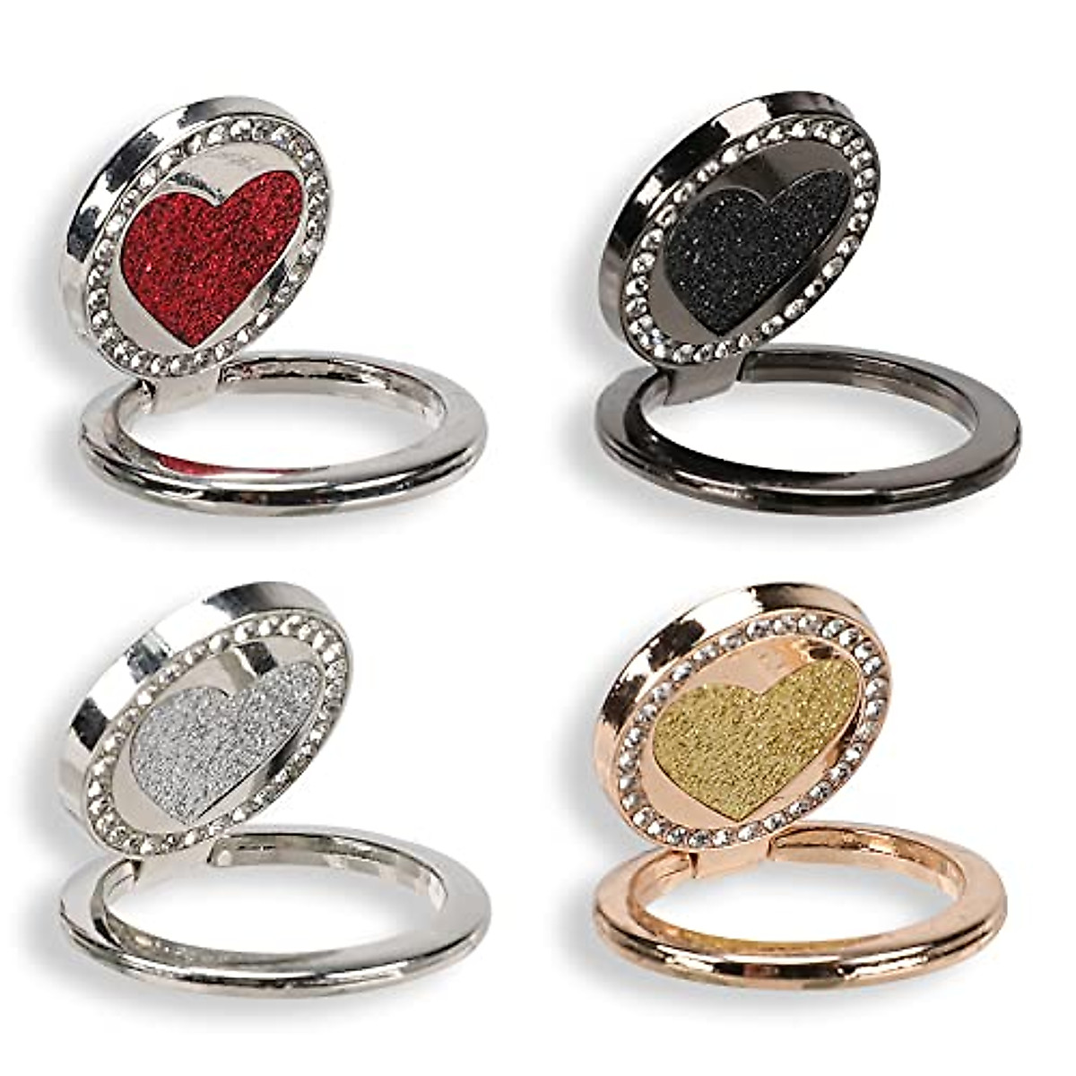 Bonoma Cute Love Heart Phone Ring Holder,4 Pack Ring Stand for Cell Phone Universal Finger Ring Stand Grip Kickstand Ring,360° Rotation Universal Stylish Stand Compatible with All Smartphones