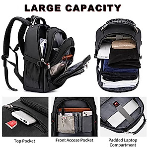 aocrin YH&GS Laptop Backpack, Business Travel Laptops Backpackfor for Men Women, Work Laptop Backpack Fits 15.6 Inch with USB Charging Port, Black