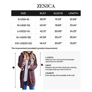 ZESICA Women's Fall Casual Long Sleeve Open Front Soft Chunky Knit Sweater Cardigan Outerwear,Maroon,Small