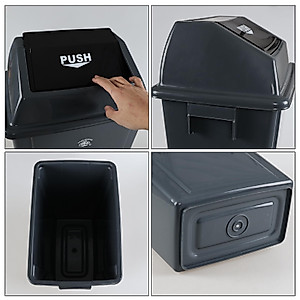 Rinboat 18 Gallon Plastic Swing Top Trash Cans, Large Waste Bins with Lids, Grey, 4 Packs