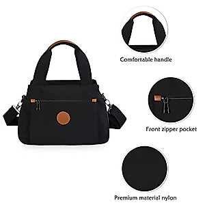 DIRRONA Fashion Women Handbag Canvas Ladies Shoulder Bag Womens Bag Multifunctional Crossbody Bag for Work Travel Casual Daily Nylon Handbags Black B