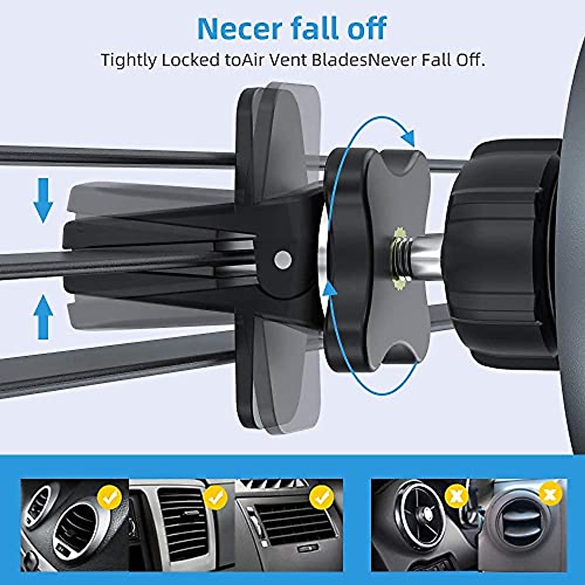 Magnetic Wireless Car Charger for Magsafe Mount iPhone 14 Pro Max,13, 12, Pro Max, Mini,Airpods3, QI 15 W Car Charging, Stick On Car Dashboard and Air Vent Car Phone Holder