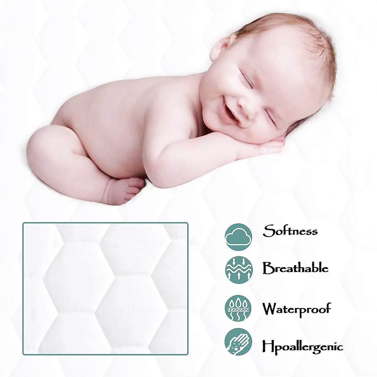 Queen Quilted Waterproof Mattress Pad Cover,Soft Mattress Pad Cover, Waterproof Mattress Protector Stretches up to 16” Deep Pocket-Hollow Alternative Filling-Cooling Mattress Topper