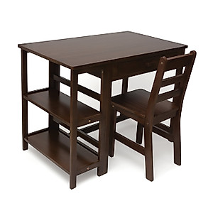 Lipper International 584WN Child's Work Station Desk and Chair, Walnut Finish