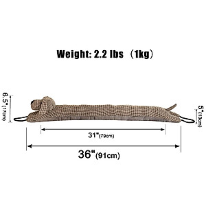 Estimber Under Door Draft Stopper Decorative Wind Stopper 36 inch for Door & Window, Weighted Animal Air Draft Stopper Snake Noise Blocker for Bottom of Door with Hanging Loops - Brown Dog