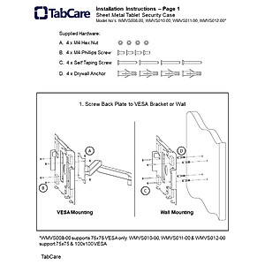 TABcare Locking Anti-Theft Metal Case for Samsung Galaxy TAB A 10.1 2019 Tablet for Kiosk, POS, Store, Show Display, Time Clock (TAB A 10.1 2019 SM-T510, Black)