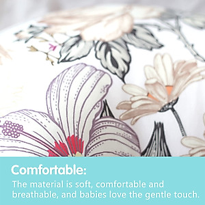 Vlokup Minky Nursing Pillow Cover, Breastfeeding Pillow Slipcover for Baby Boy Girl, Infant, Super Soft Breathable, Floral