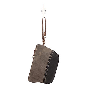 Myra Bag Wadelia Upcycled Canvas & Leather Wristlet Pouch Bag S-1517