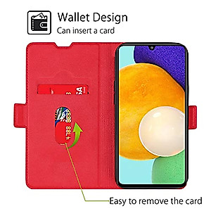 Compatible with Oppo Reno 6 Pro 5G Wallet Case, Ultra Slim Flip Folio PU Magnetic Leather Case with Card Slot, Full Protection Phone Cover for Oppo Reno 6 Pro 5G, Red