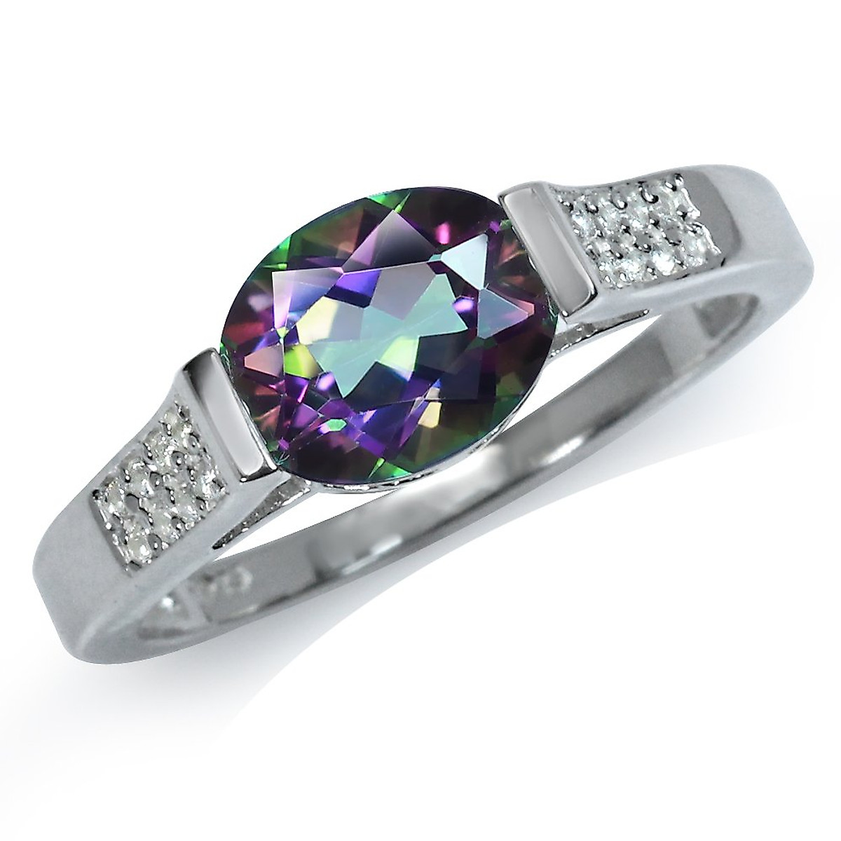 Silvershake 2.12ct. Mystic and White Topaz Gold Plated 925 Sterling Silver Ring Size 9