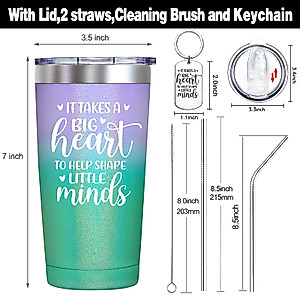 SpenMeta Teacher Gifts - Teacher Appreciation Gifts for Women - Teacher Christmas Gifts - It Takes a Big Heart to Shape Little Minds, 20oz Funny Teacher Tumbler Cup