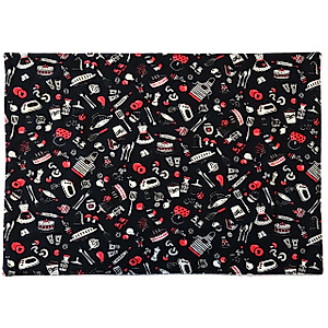 Dish Drying Mat - Coffee Station Mat - Pet Placemat - Appliance Mat - Kitchen Mat - Kitchen Tools in Red, Black and Cream - 16 x 20 Inches - Handmade by Green Acorn Kitchen